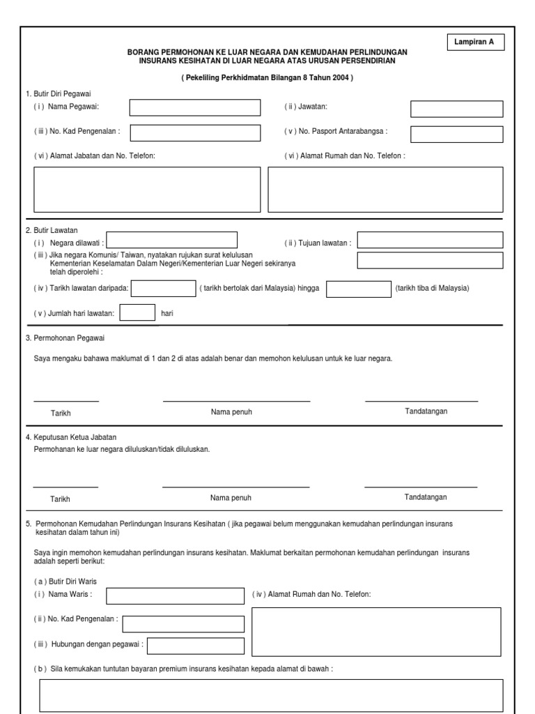 Borang Permohonan Ke Luar Negeri | PDF