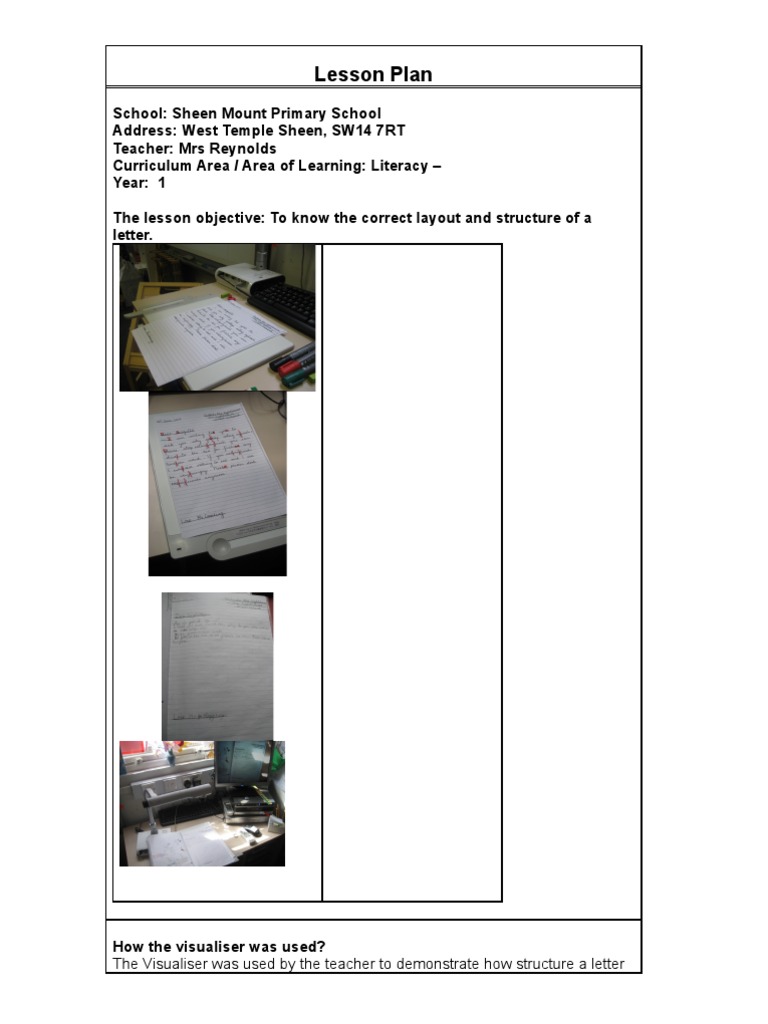 Year 1 Letter Writing Lesson Plan | PDF | Career & Growth