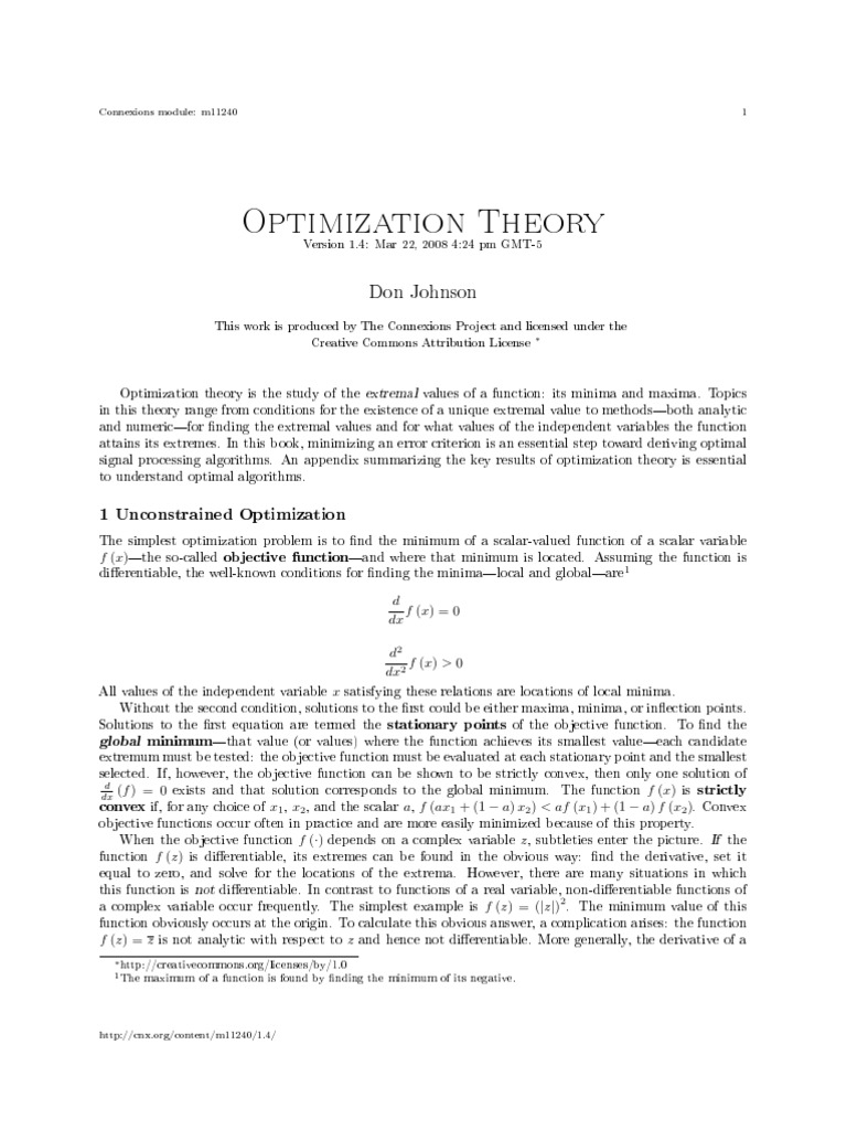 Connexions Module: m11240 | PDF | Maxima And Minima | Mathematical Optimization