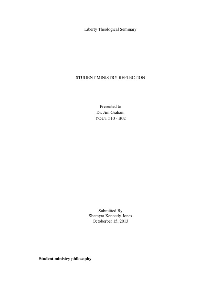Liberty Theological Seminary: Student Ministry Philosophy | PDF ...