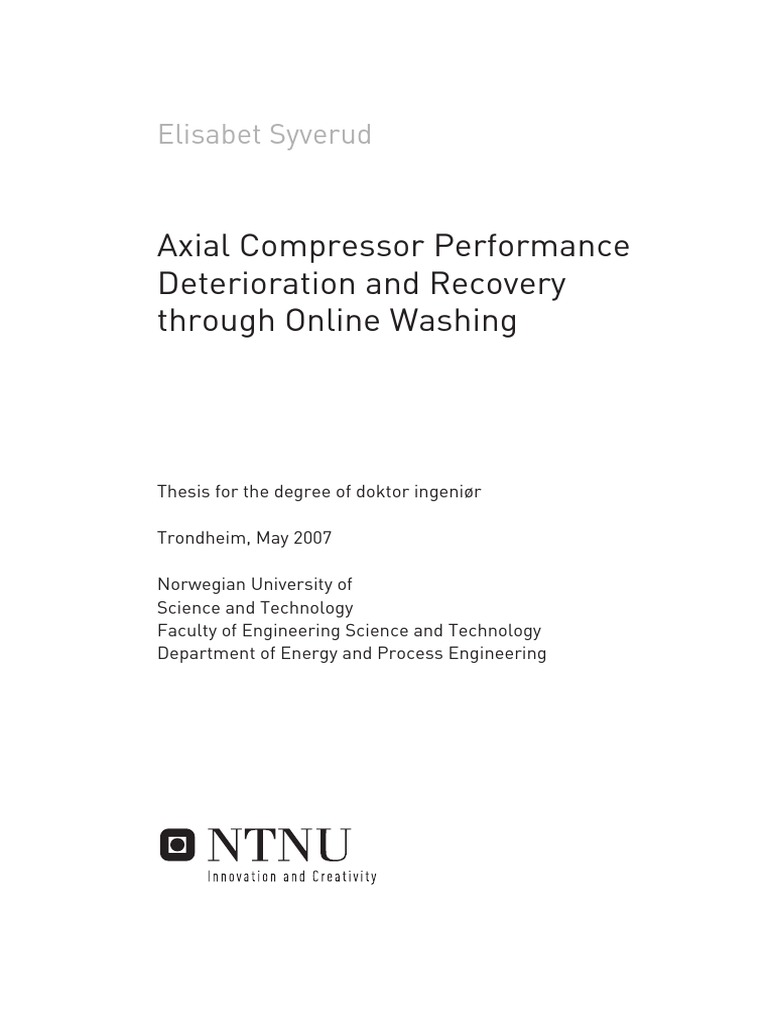 Axial Compressor Performance Deterioration and Recovery Through Online ...