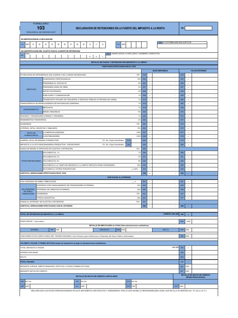 Formulario 103 - Codigos Retencion | Descargar gratis PDF | Tarjeta de ...