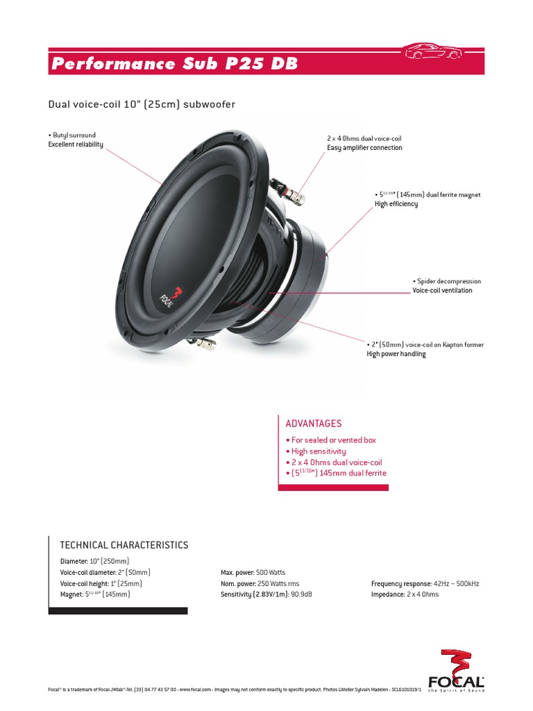 10" Dual Voice-Coil Subwoofer Specs | PDF