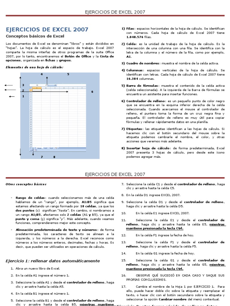 Ejercicios de Excel 2007 1ro de Secundaria | PDF | Hoja de cálculo | Computación incremental