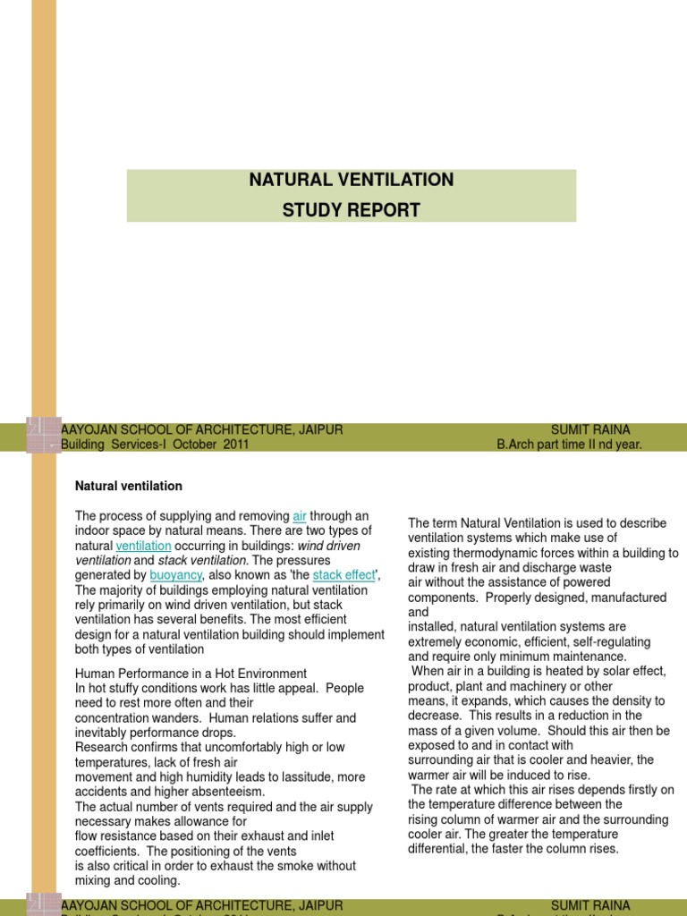 Natural Ventilation | PDF | Ventilation (Architecture) | Chimney