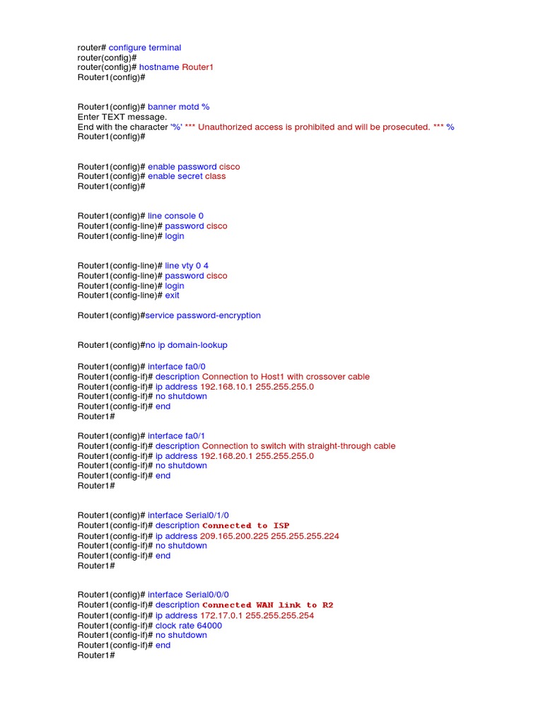 Configuration of a Router and Switch Network with Security, NAT, DHCP and VLANs | PDF | Router ...