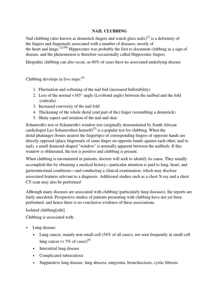 Nail Clubbing | Download Free PDF | Diseases And Disorders | Medical ...