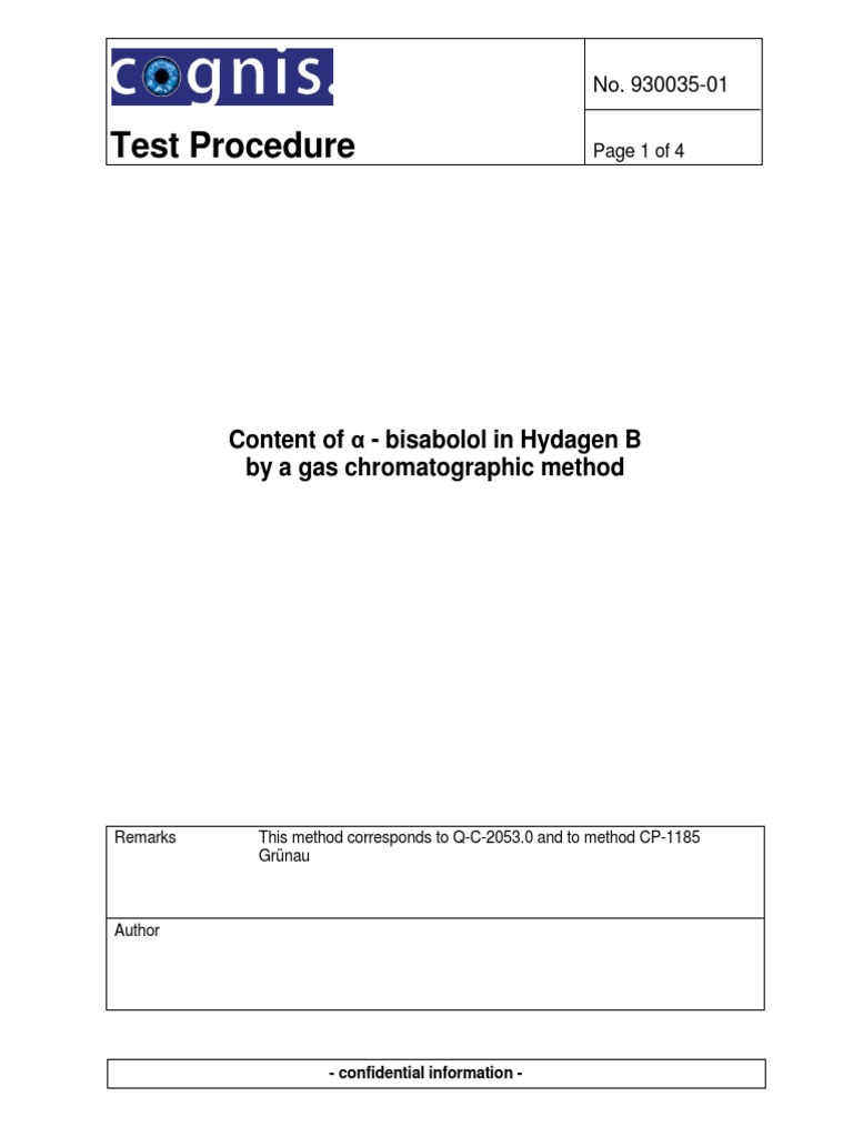 Alfa Bisabolol Hydagen B | PDF | Chromatography | Gases