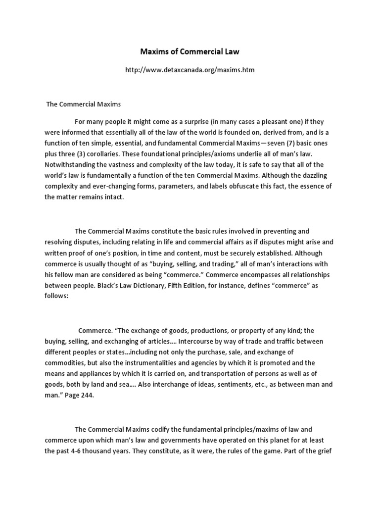 Maxims of Commercial Law | PDF | Affidavit | Truth