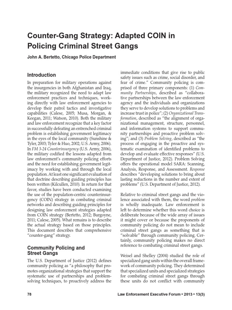 Counter-Gang Strategy: Adapted COIN in Policing Criminal Street Gangs ...