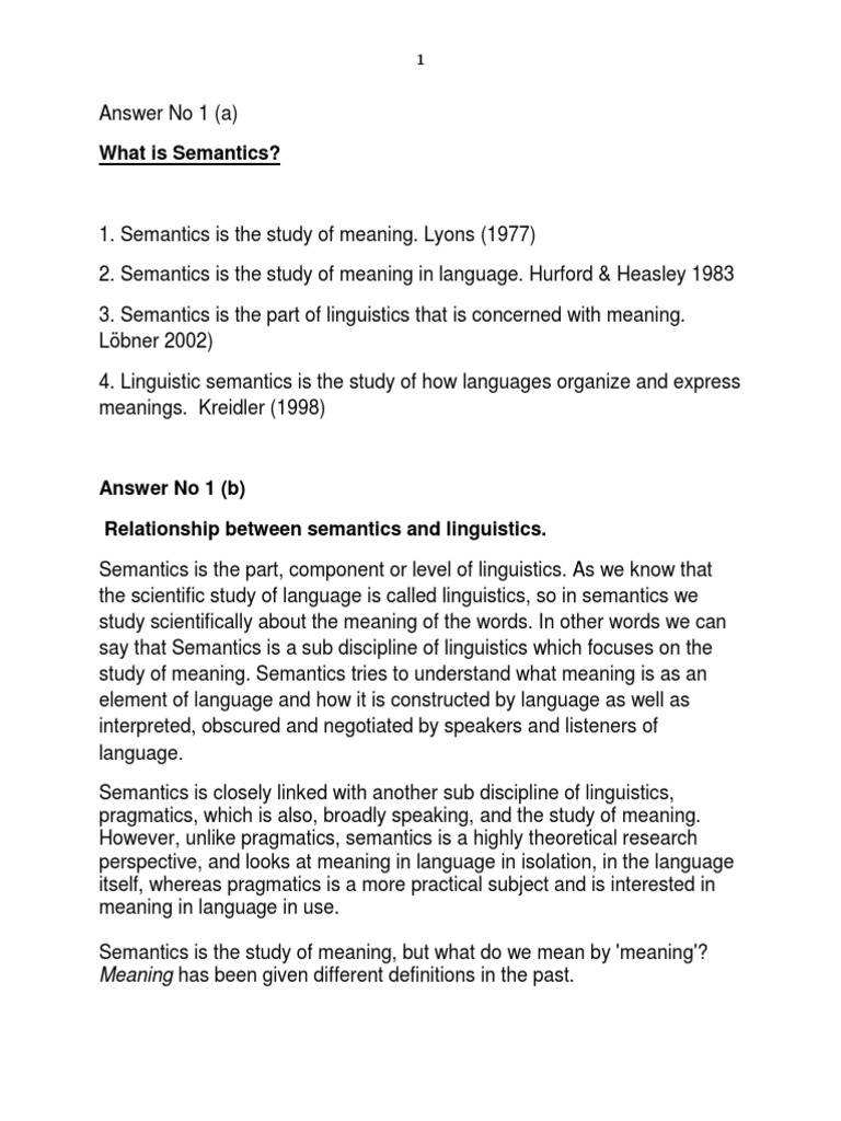 What Is Semantics? Its Type | PDF | Semantics | Linguistics