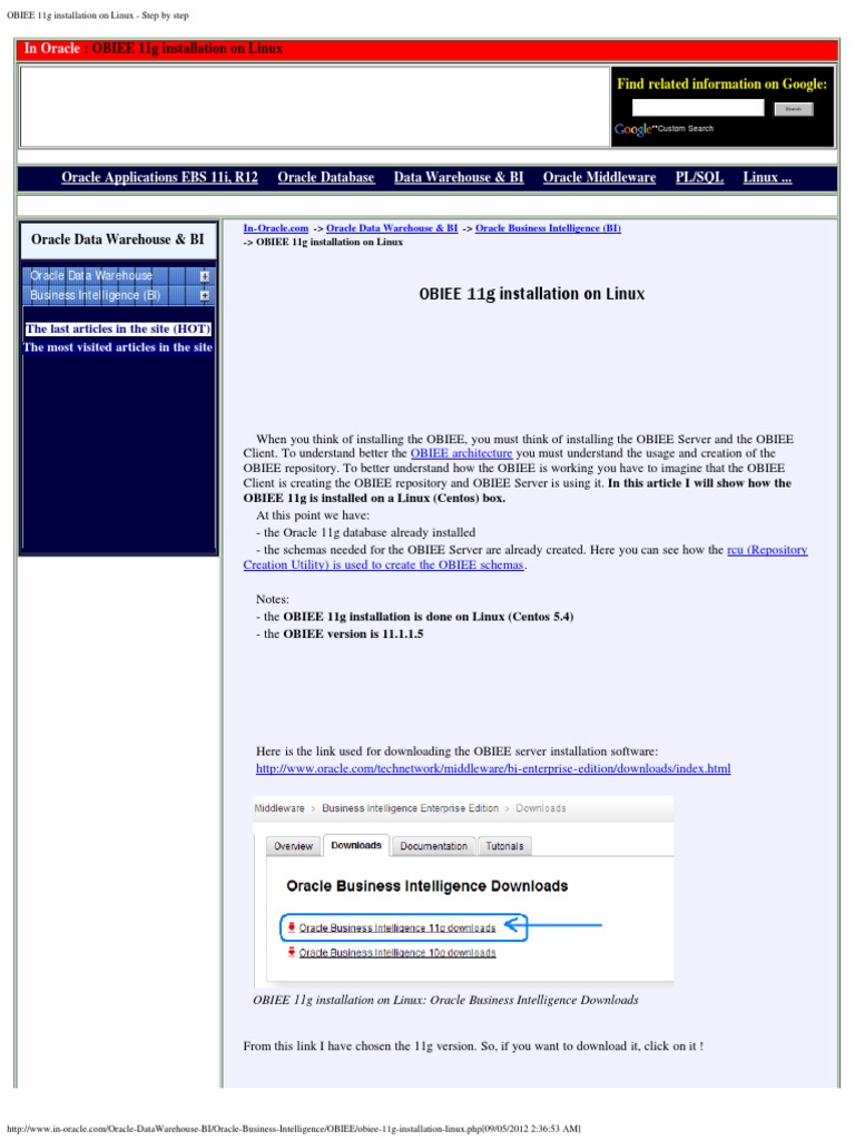 OBIEE 11g Installation On Linux - Step by Step PDF | PDF | Oracle Corporation | Business ...