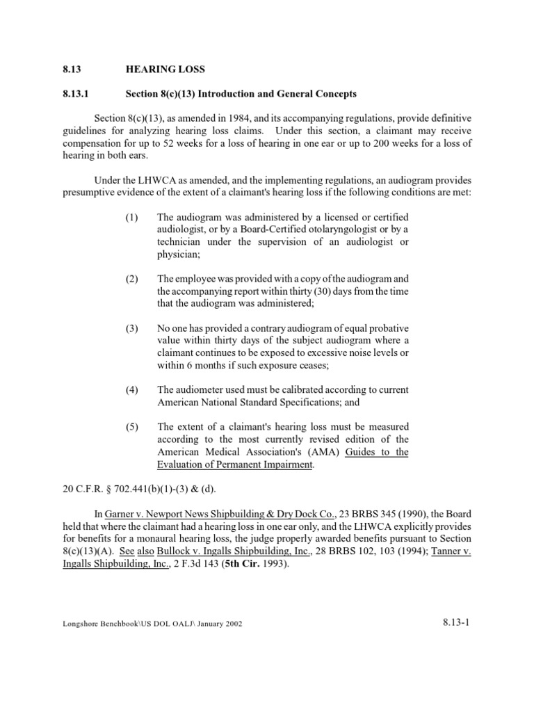 Department of Labor: USDOL OALJ LHWCA BENCHBOOK TOPIC 8 | PDF | Hearing ...