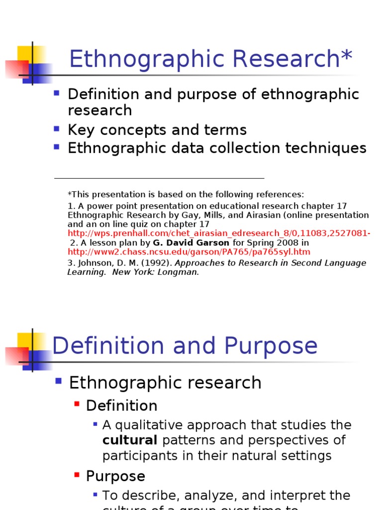 Ethnographic Approach | Ethnography | Observation