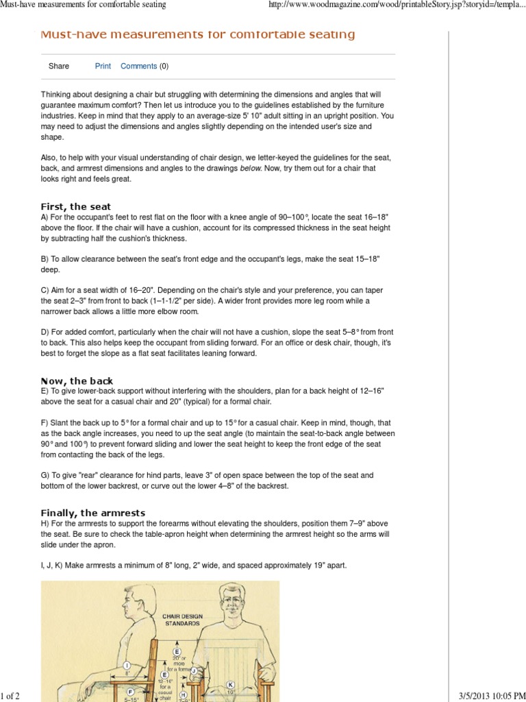 Must-Have Measurements For Comfortable Seating PDF | PDF | Chair