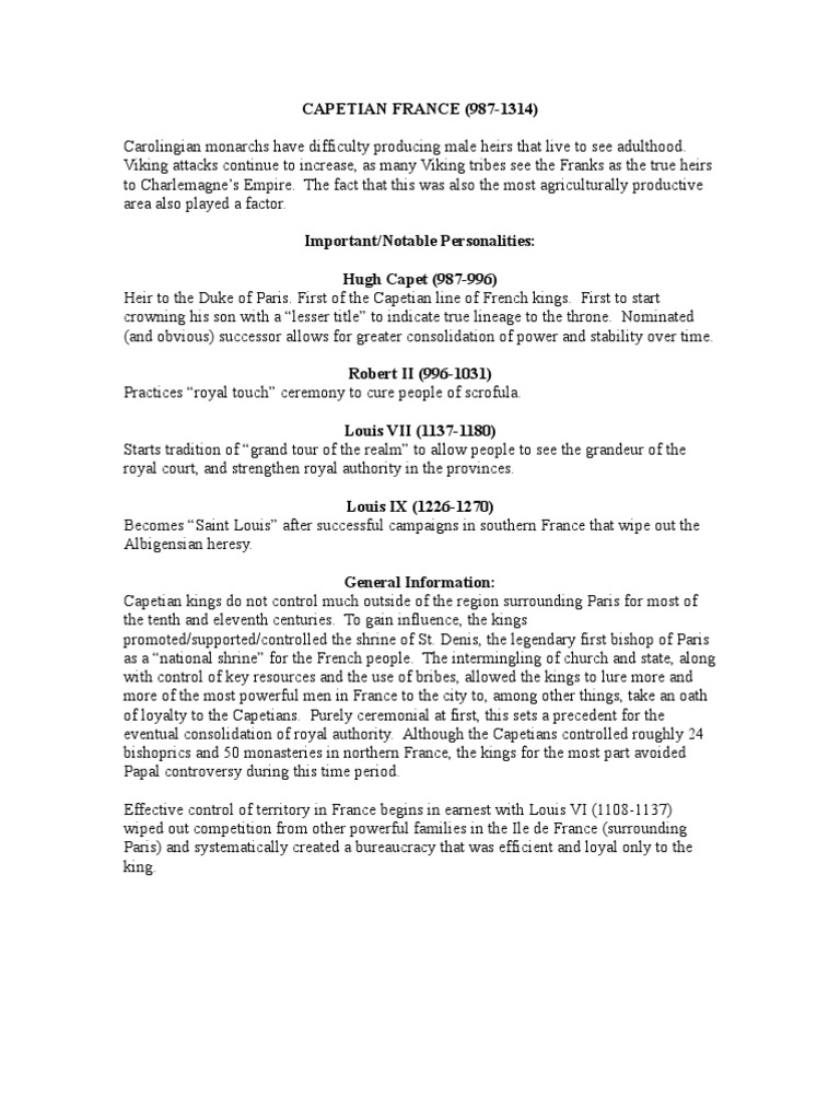 Capetian France | PDF | Capetian Dynasty | Monarchies Of Europe