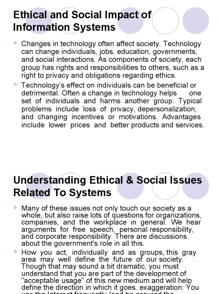 Ethical and Social Impact of Information Systems | PDF | Accountability ...