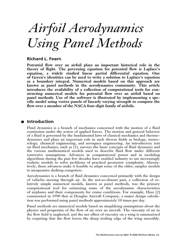 Airfoil Aerodynamics Using Panel Methods: Richard L. Fearn | Download ...