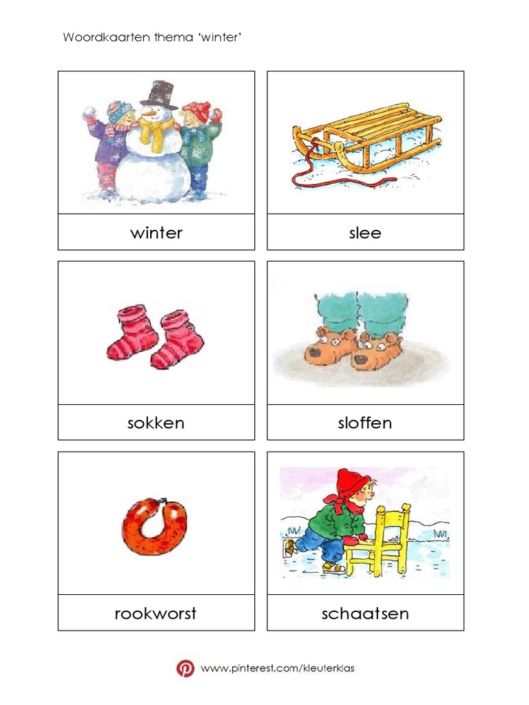Woordkaarten Thema 'Winter' (Dagmar Stam) PDF | PDF