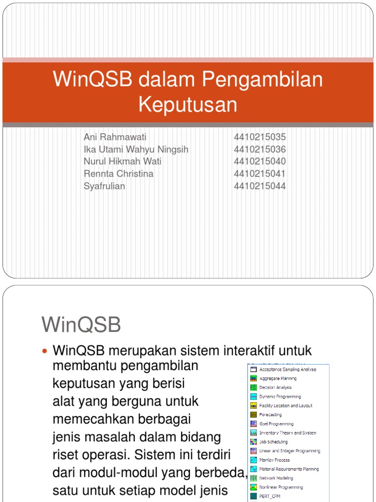 WinQSB Dalam Pengambilan Keputusan | PDF | Business | Computing And Information Technology