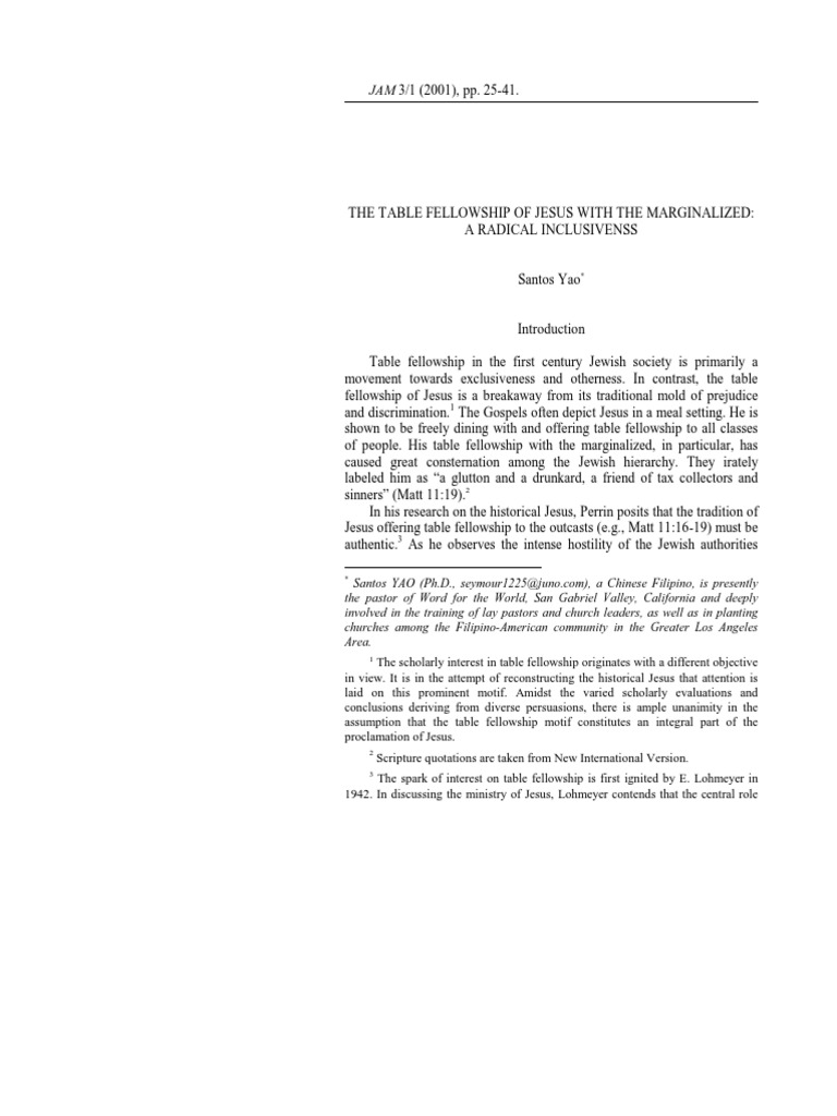 Jesus' Radical Table Fellowship | PDF | Gospel Of Mark | Gospel Of John