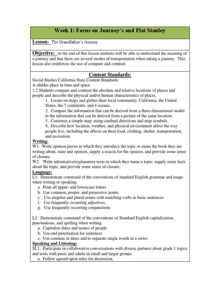 Week 1 Lesson 3 The Grandfathers Journey | PDF | English Language ...