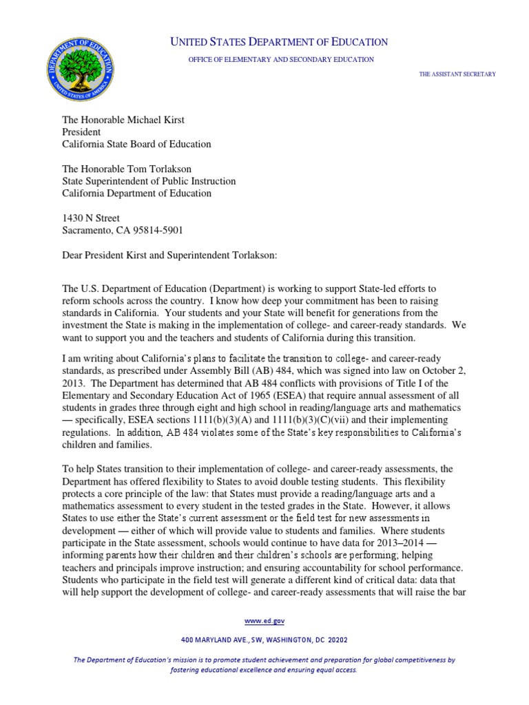 US Department of Education Letter | PDF