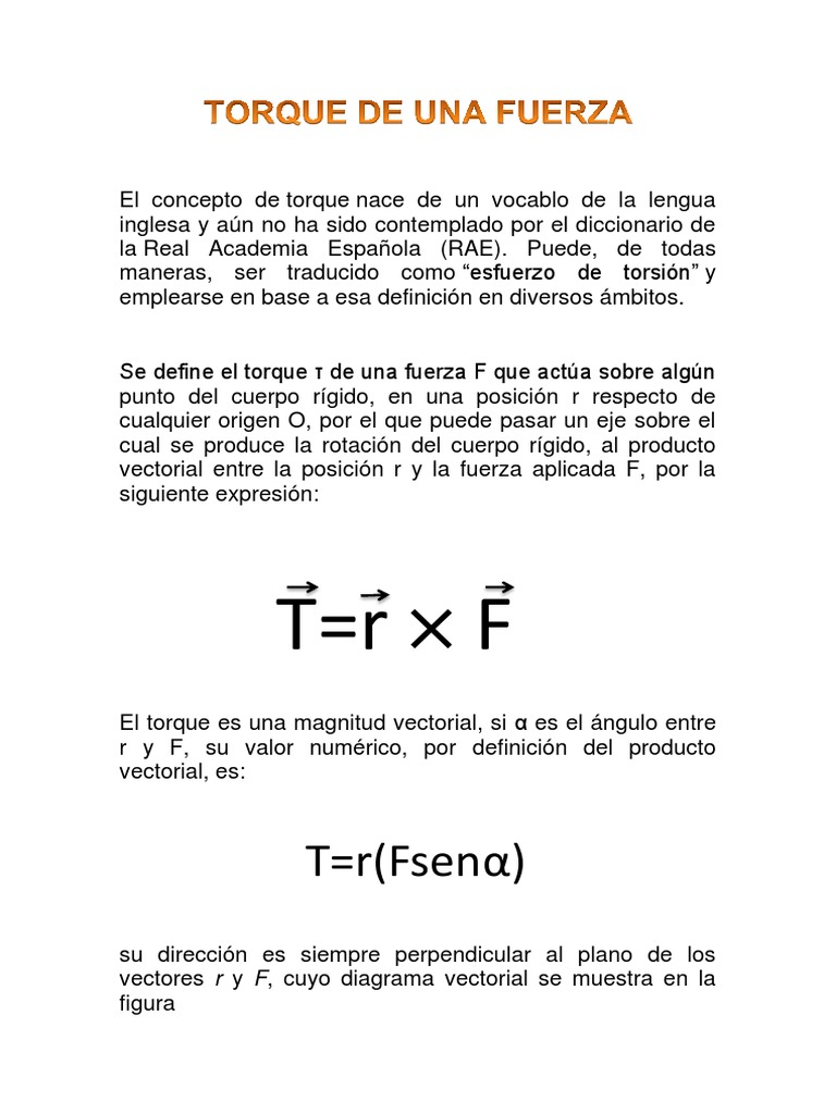 Torque de Una Fuerza | PDF | Vector Euclidiano | Movimiento (física)