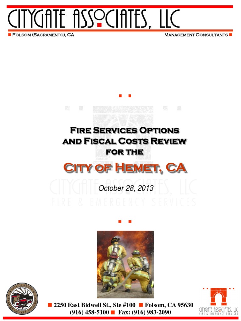 Hemet Fire Services Cost Analysis Report | PDF | Occupational Safety ...