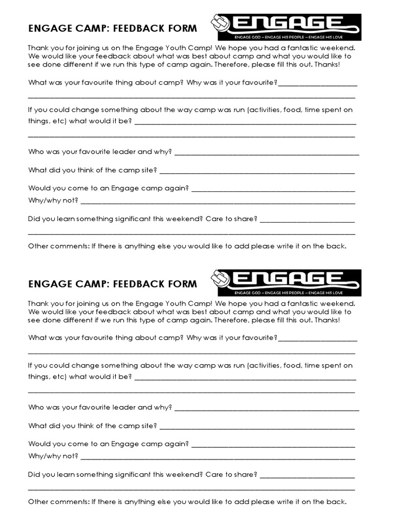 Camp Feedback Form | PDF
