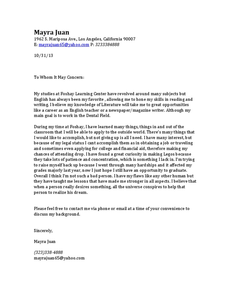 Mayra Juan's Personal Statement | PDF