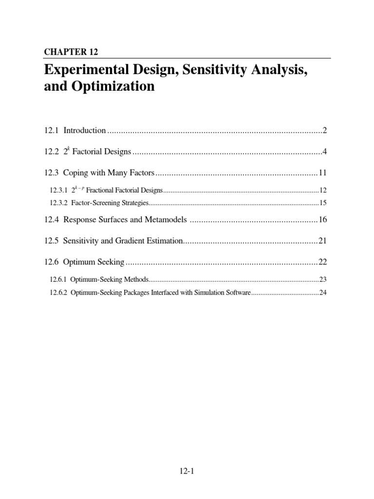 Experimental Design, Sensitivity Analysis, and Optimization | PDF | Mathematical Optimization ...