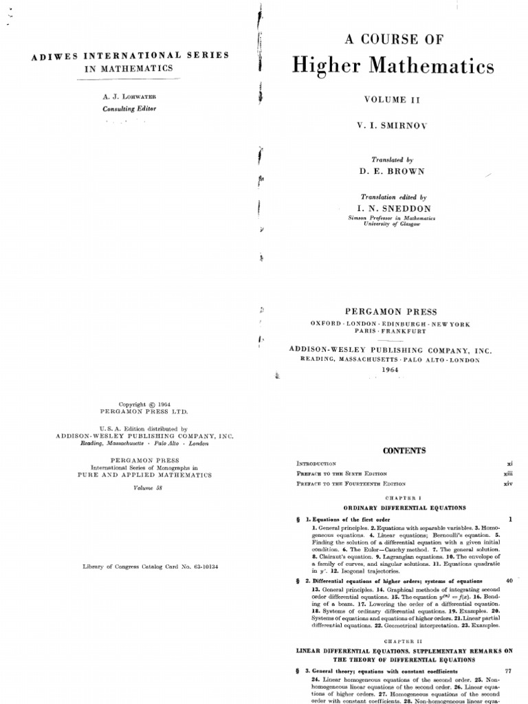 Smirnov v. - A Course of Higher Mathematics Vol. 2 | PDF