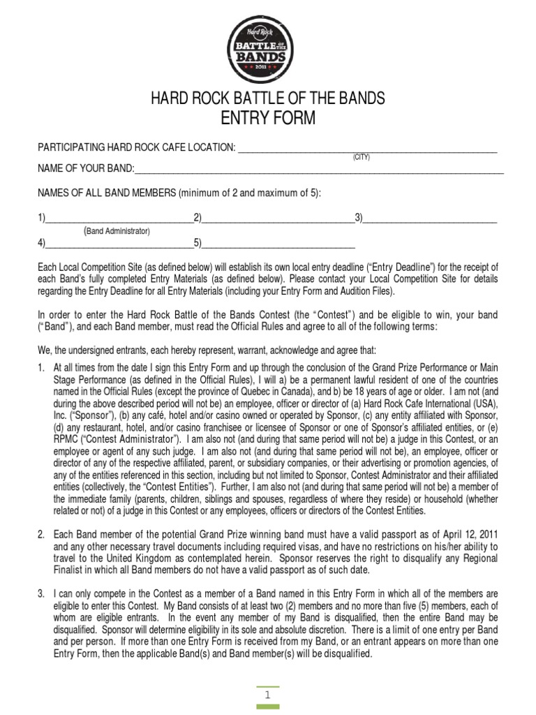 2011 Band Member Entry Form | PDF | Withholding Tax | Internal Revenue ...