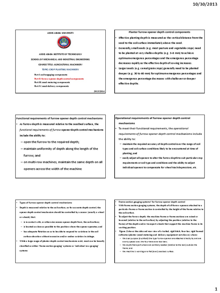 Part II Furrow Opener Depth Control Components PDF | PDF | Plough | Sowing
