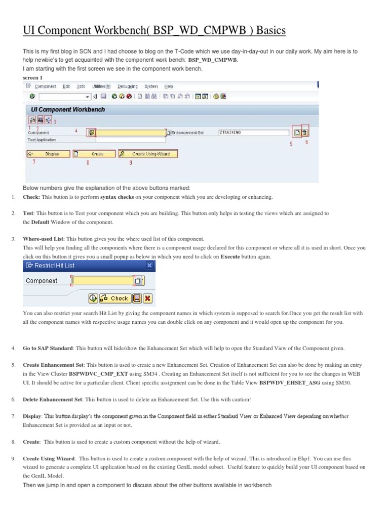 UI Component Workbench (BSP - WD - CMPWB) Basics | PDF | Button (Computing) | Software Engineering