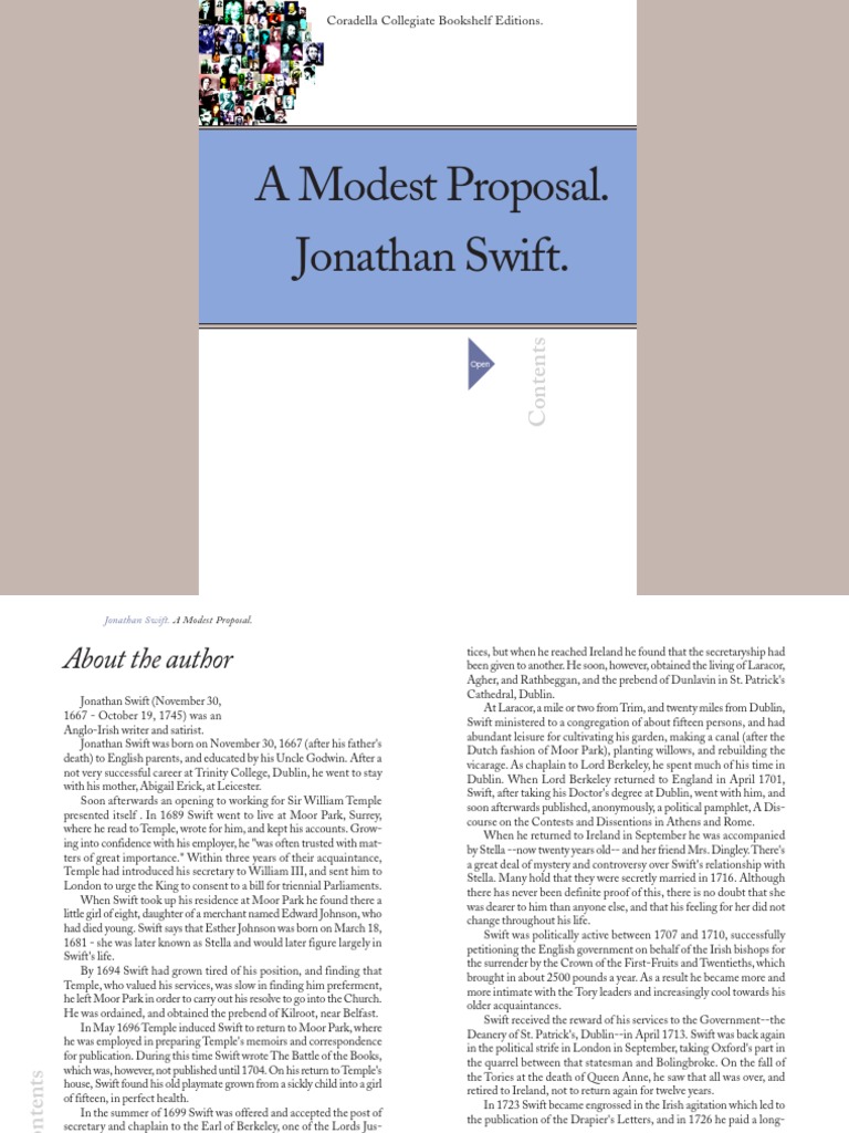 A Modest Proposal by Jonathan Swift | PDF | Jonathan Swift