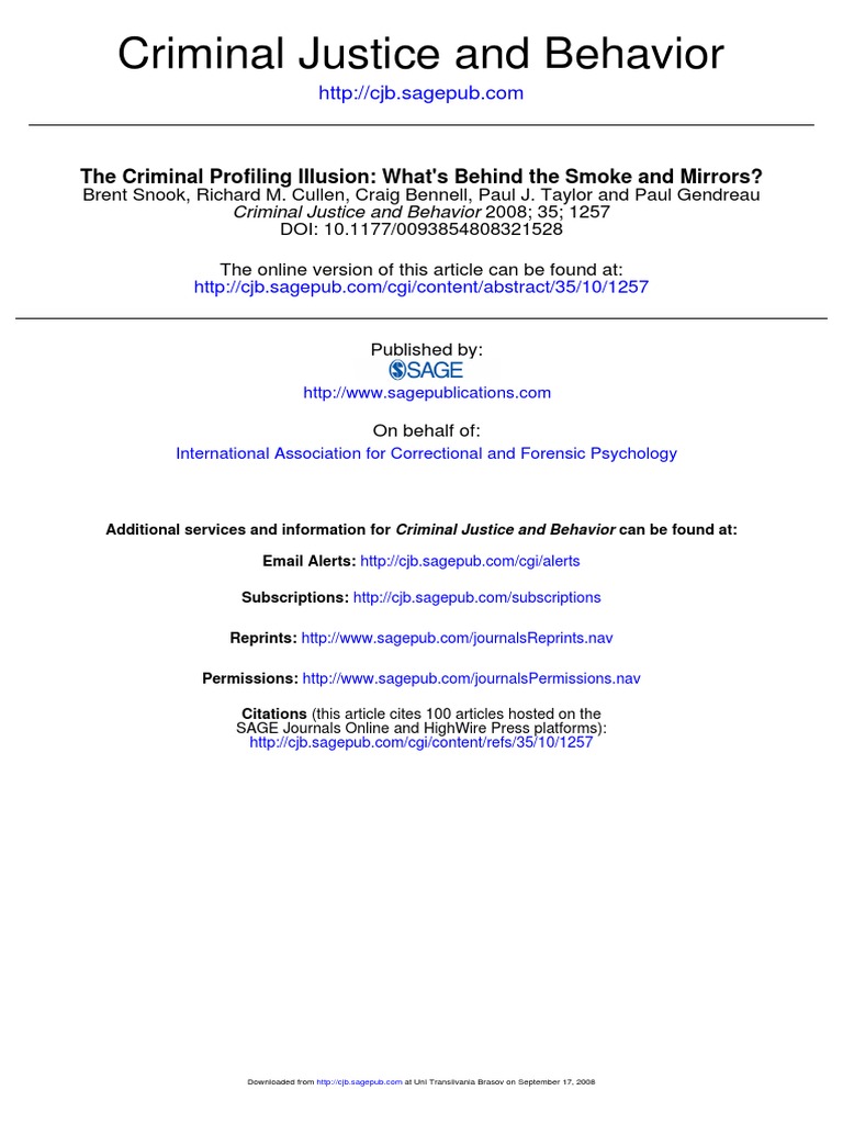 The Criminal Profiling Illusion PDF | PDF | Offender Profiling | Crime ...