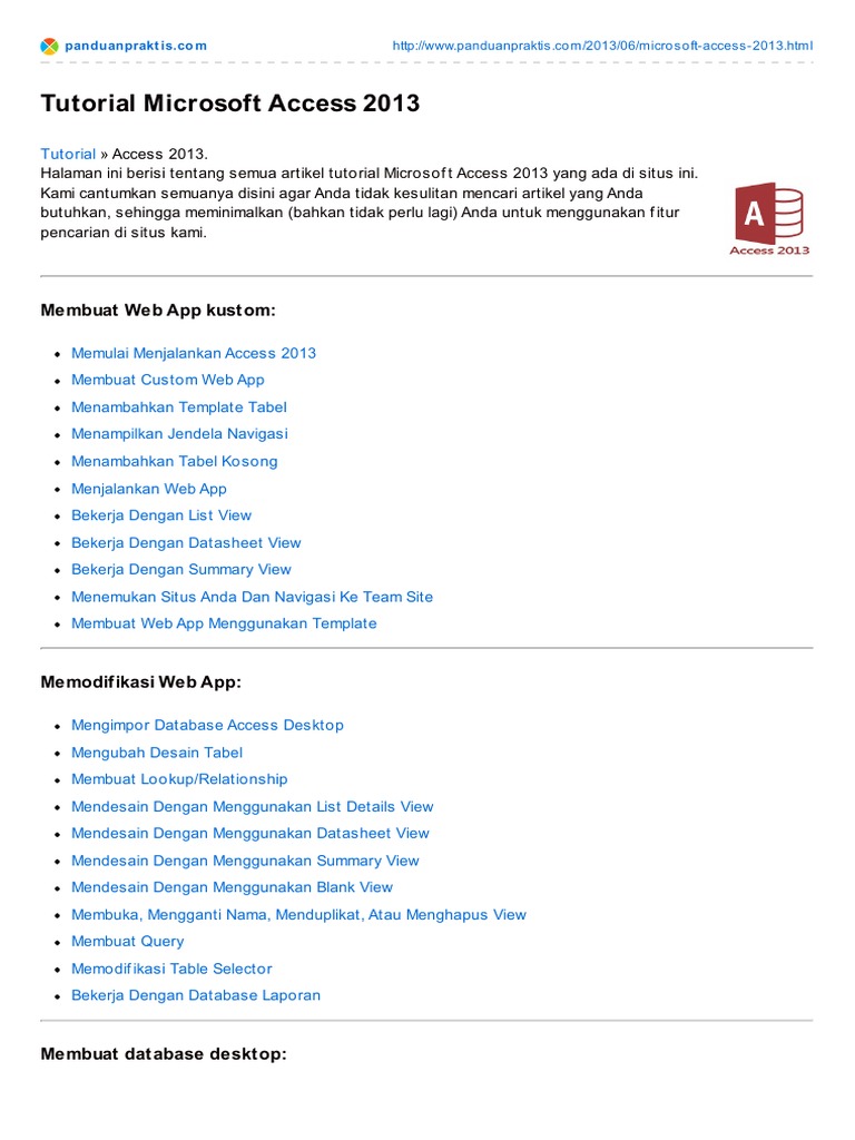 Tutorial Microsoft Access 2013 PDF | PDF | Bisnis