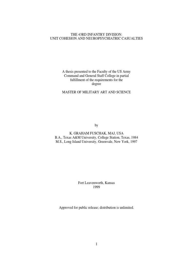 Unit Cohesion and The 43rd ID PDF | PDF | United States Army | Division ...