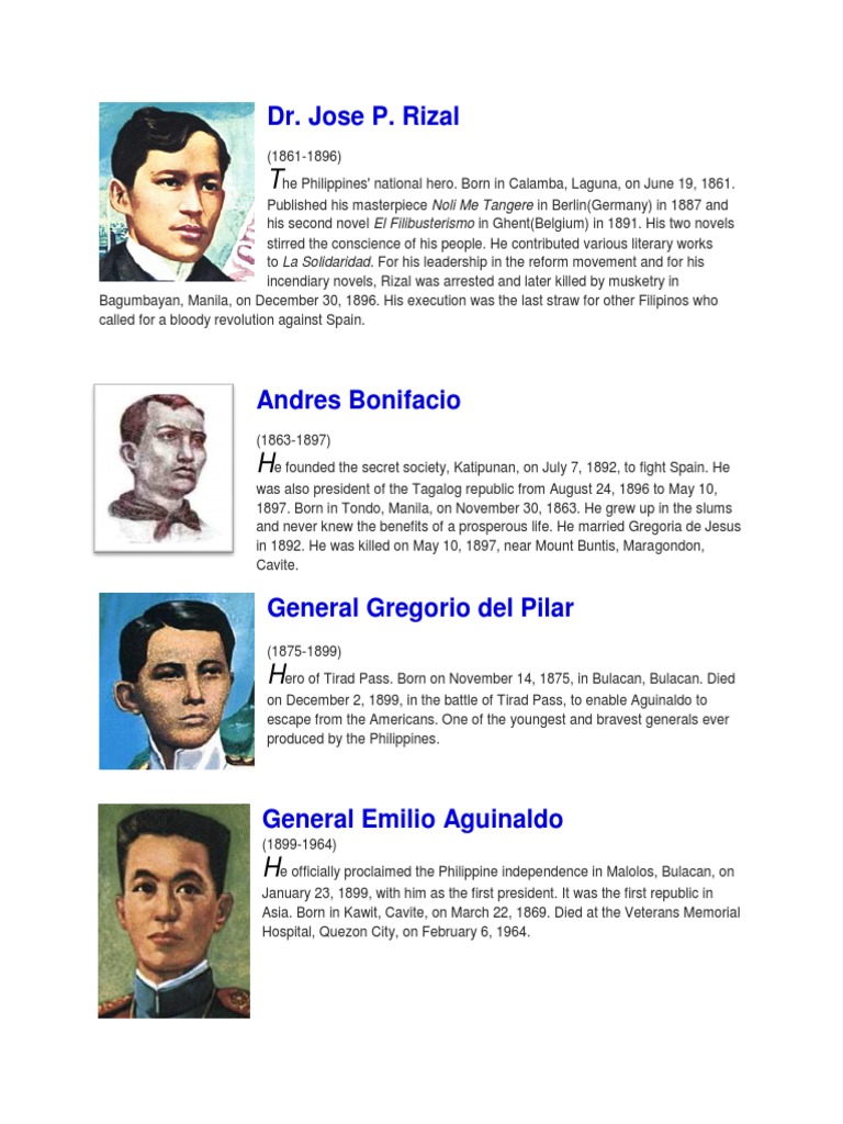 Filipino National Heroes With Names