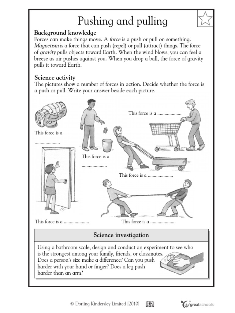 Push Pull Worksheet | PDF | Friction | Force