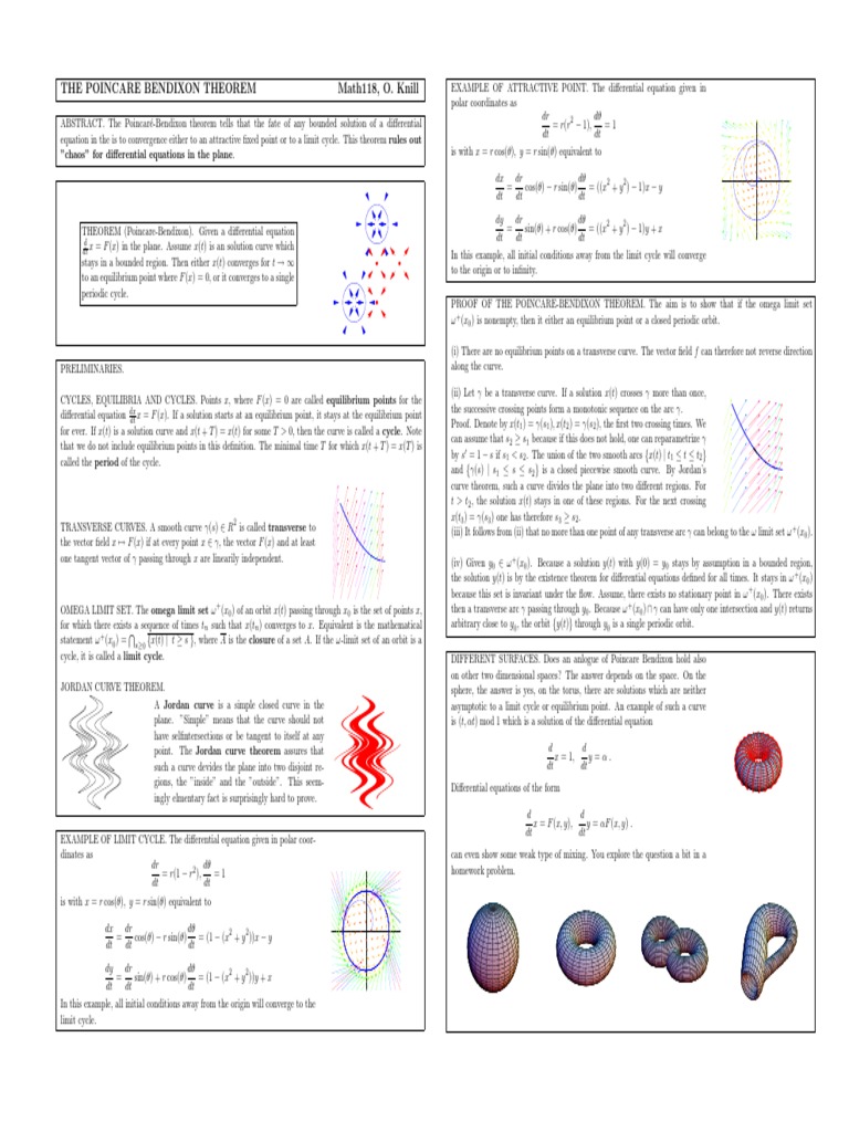 The Poincare Bendixon Theorem Math118, O. Knill | PDF