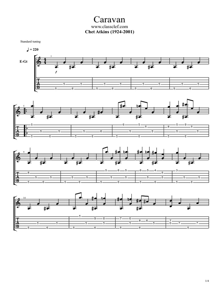 Chet Atkins' Caravan Guitar Tabs | PDF