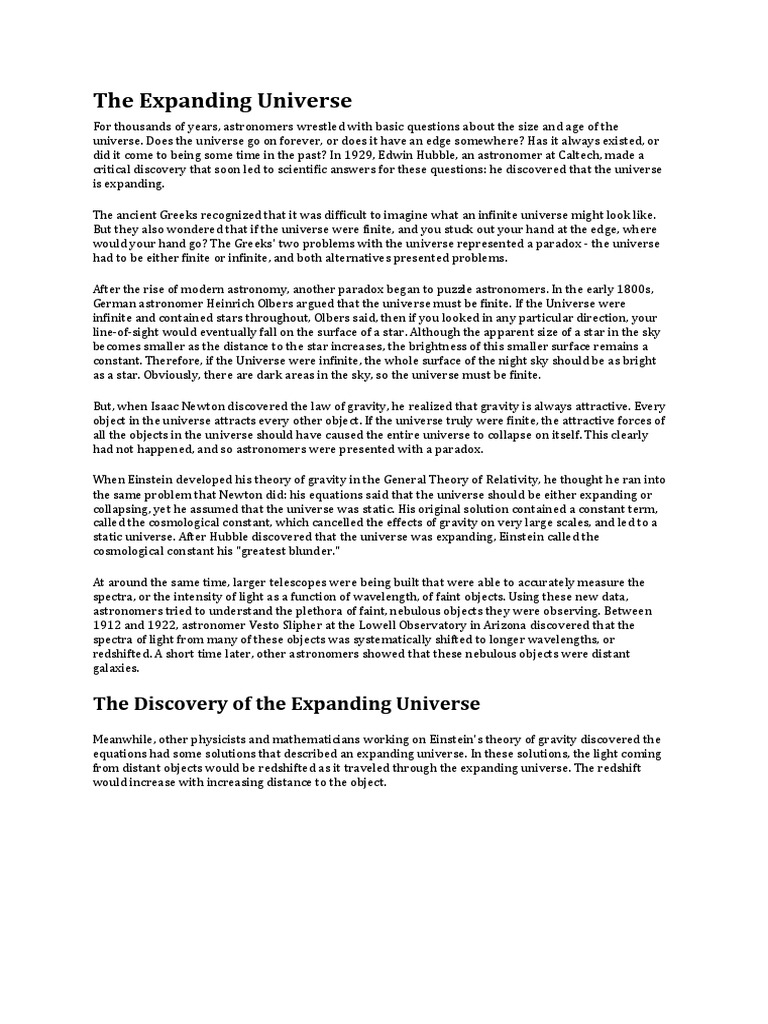 Hubble's Discovery of an Expanding Universe | PDF | Redshift | Universe