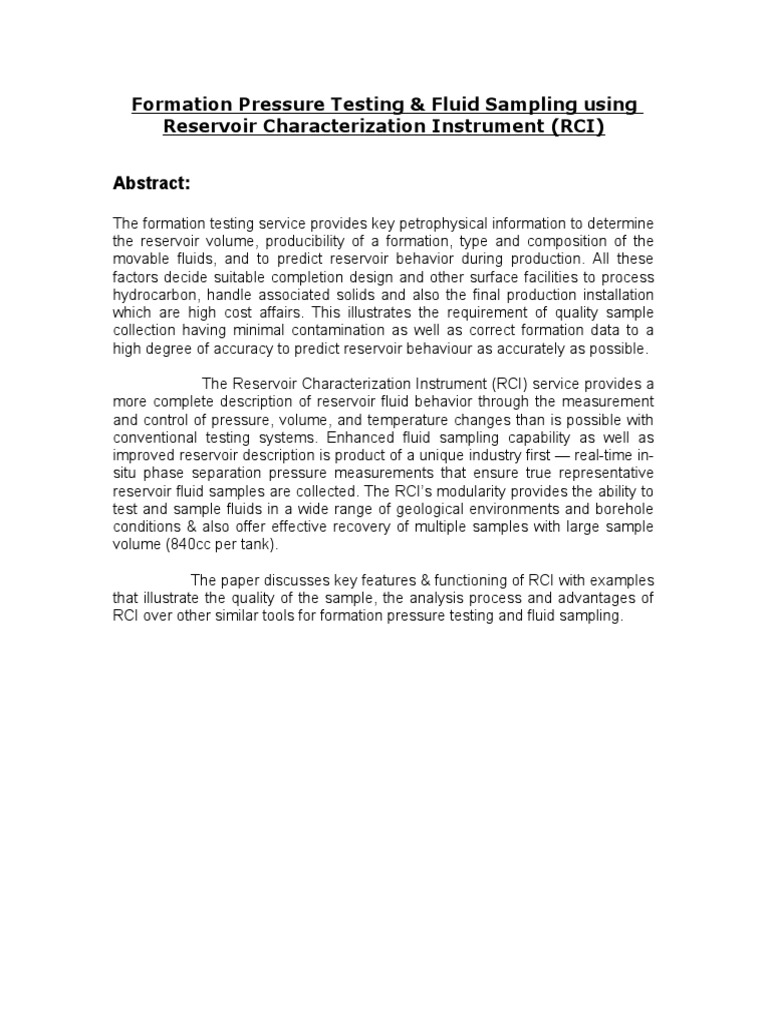 Formation Pressure Testing | PDF