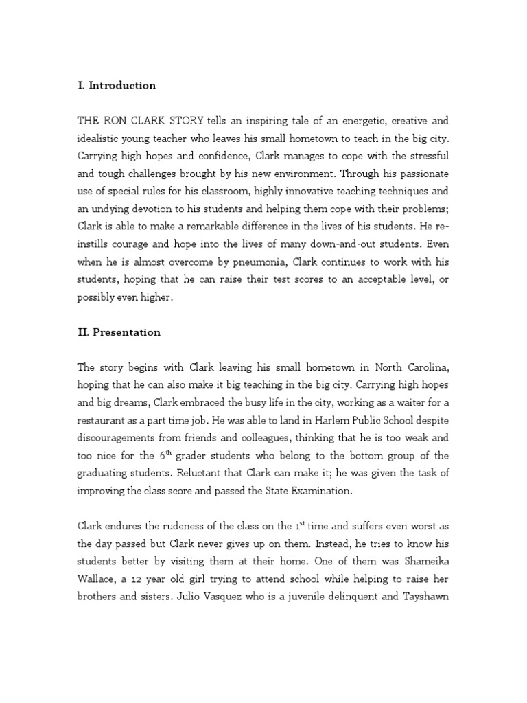 A Reaction Paper To The Movie Ron Clark Story | PDF | Teachers | Classroom