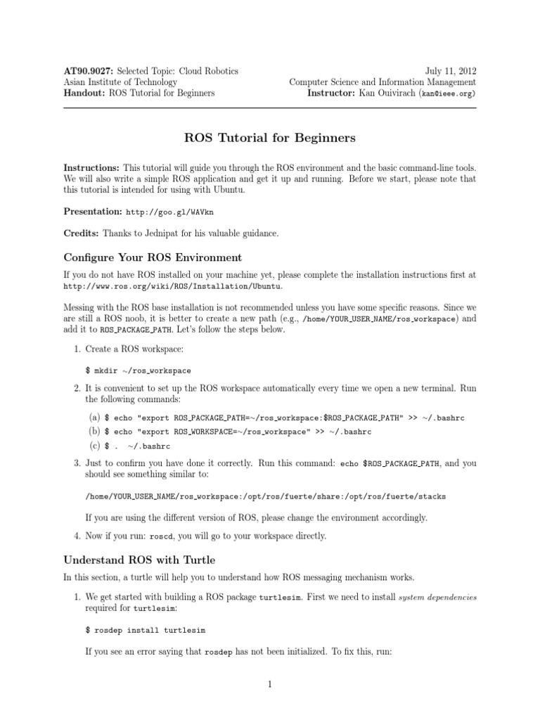 Ros Lab Tutorial Pdf Callback Computer Programming Computing