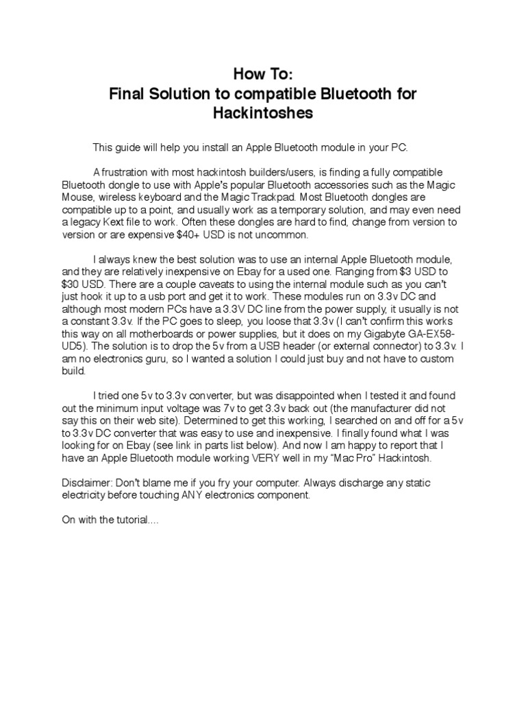 How To Add An Apple Bluetooth Module To Your PC PDF | PDF | Usb ...