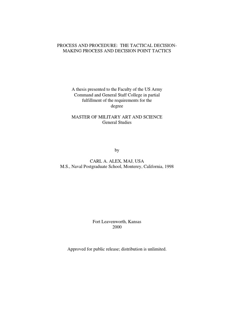 Tactical Decision Making Process PDF | PDF | Reconnaissance | Decision Making